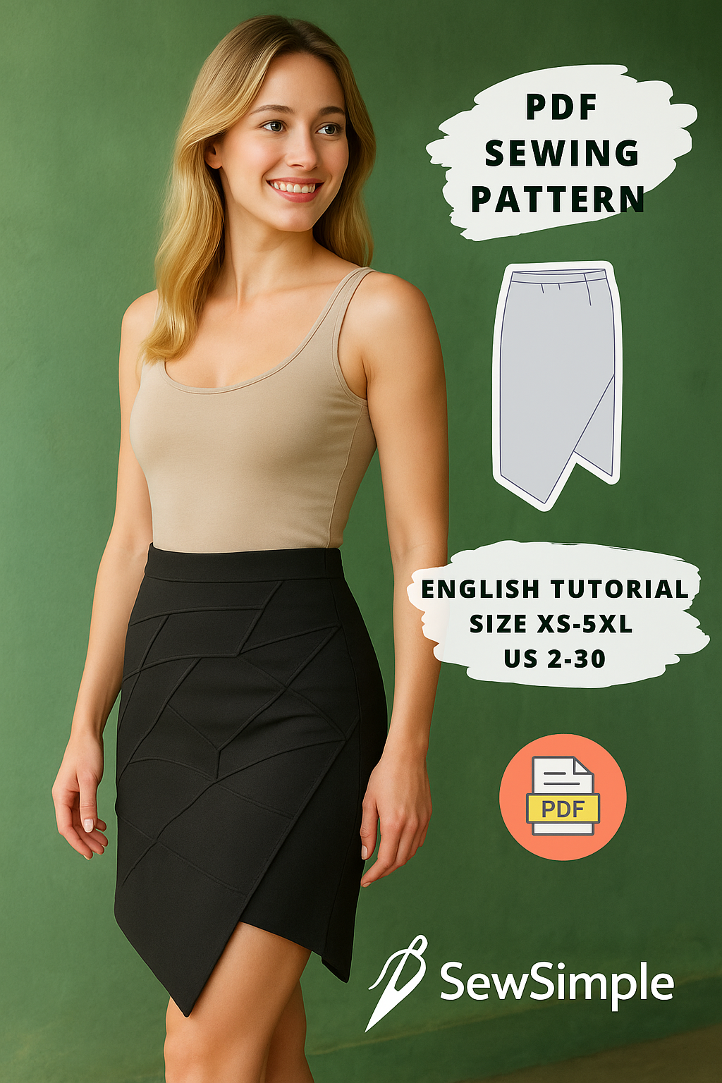 Asymmetrical Skirt Sewing Pattern PDF – SewSimple